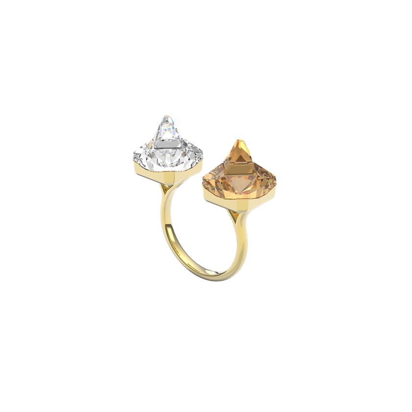 Buy Swarovski Chroma ring, Pyramid cut crystals, Multicolored, Gold ...